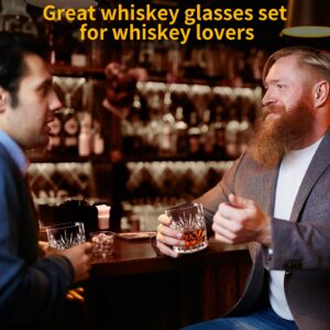 INFTYLE Whiskey Glasses Set of 2 Whisky Glass Rocks Glasses Tumblers 11oz Old Fashioned Glass Bourbon Scotch Drinking Cups for Cognac Cocktail Bourbon Rum Brandy Bar Men Gift