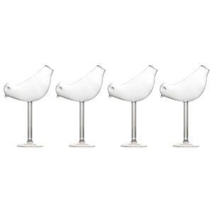 yardwe glass cups 4pcs bird cocktail glasses clear glass martini glasses glass goblets for whiskey margarita aperitif bar pub martini glasses for kitchen bar party wedding flamingo