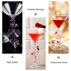 HEALLILY Martini Glasses Flamingo Martini Glasses Martini Goblet Glass Tableware Unique Bar Wine Glasses Long Stem Wine Glasses Pink Champagne Flutes