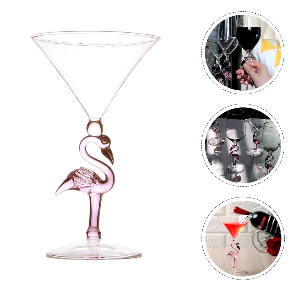 HEALLILY Martini Glasses Flamingo Martini Glasses Martini Goblet Glass Tableware Unique Bar Wine Glasses Long Stem Wine Glasses Pink Champagne Flutes