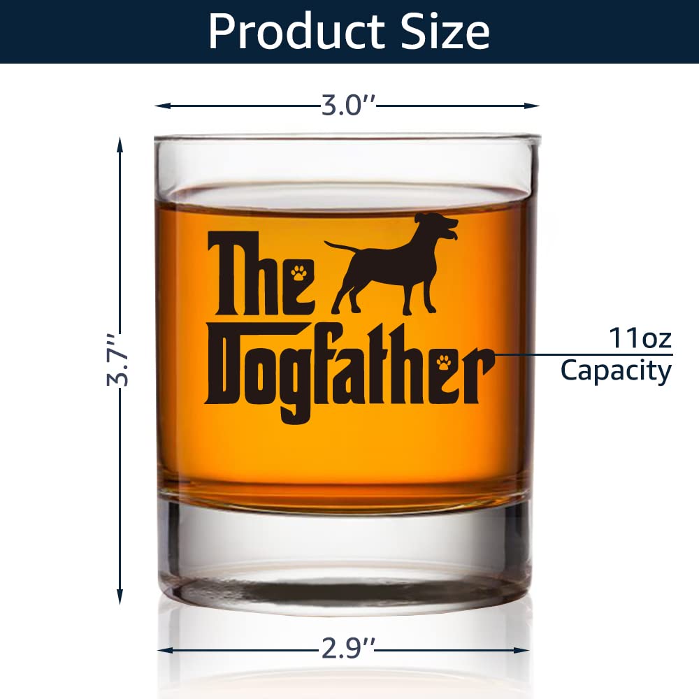 TOUNER Labrador Retriever Themed Whiskey Glasses, The DogFather Whiskey Glass, Dog Lover Gifts For Him, Dog Dad Gifts For Men, Fathers Day Birthday Gifts from Dog Dad, Unique Gift For Dog Lovers