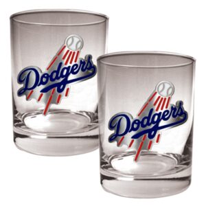 mlb los angeles dodgers two piece rocks glass set - primary logo