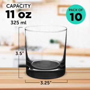 Whiskey Glasses by Libbey 10 oz. Set of 10, Bulk Pack - Heavy Base Old Fashioned Glass, Perfect for Scotch, Bourbon, Whiskey, Cocktail - Black