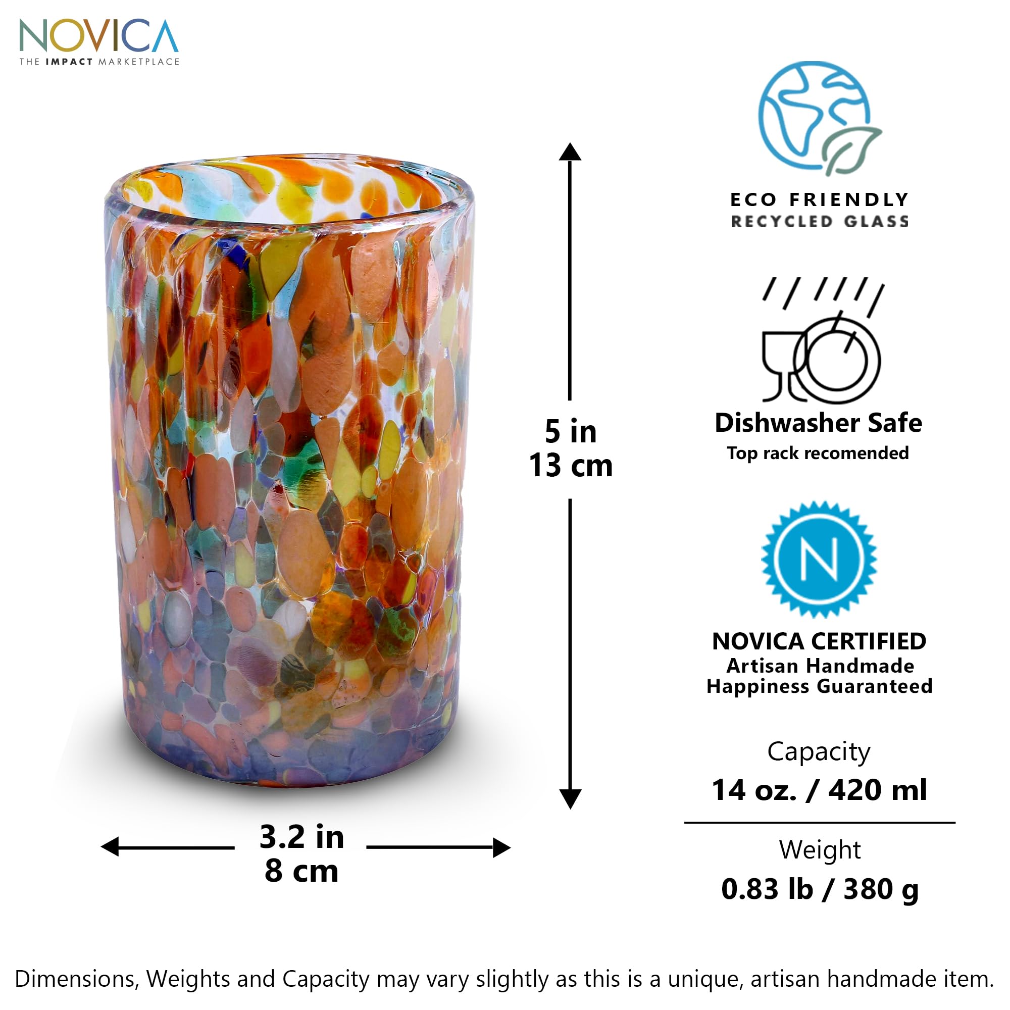 NOVICA Glass, 6 Count (Pack of 1), Bright