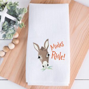 MEIKIUP Funny Mule Kitchen Towel Mule Lover Gift Backyard Farmer Gift Donkey Mule Girl Gift Mules Rule Hostess Towel Housewarming Gift (Mules Rule Towel)