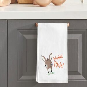 MEIKIUP Funny Mule Kitchen Towel Mule Lover Gift Backyard Farmer Gift Donkey Mule Girl Gift Mules Rule Hostess Towel Housewarming Gift (Mules Rule Towel)