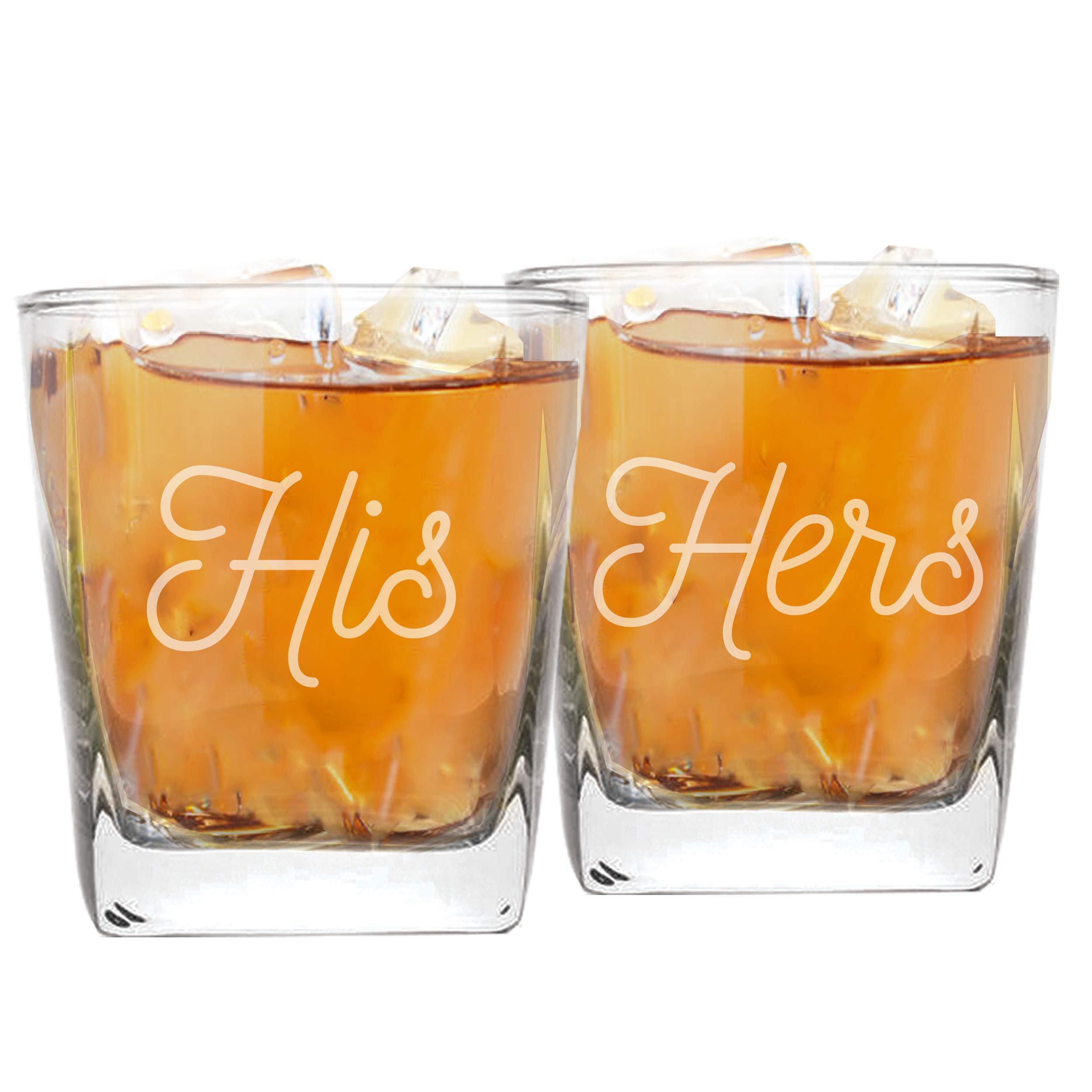 My Personal Memories His and Hers Square Rocks Whiskey Glasses Gift Set of 2