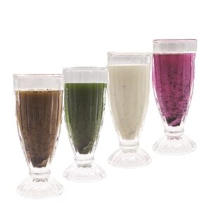 chefcaptain fountain shoppe classic, milk shake, ice cream soda glass, 12-ounce, clear 4 pack