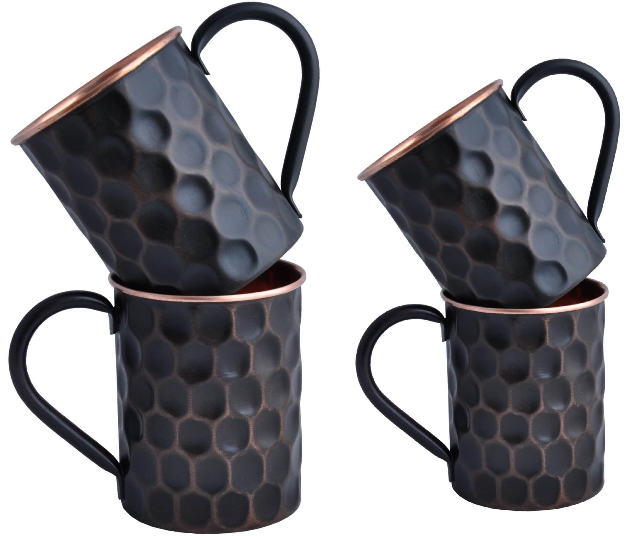 Staglife Black Moscow Mule Copper Mugs - 16 Oz [Set of 2] + 20 Oz [Set of 2]