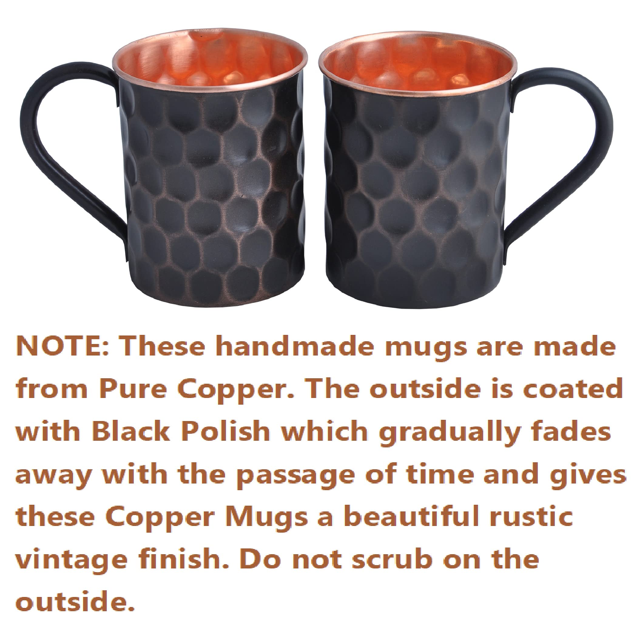 Staglife Black Moscow Mule Copper Mugs - 16 Oz [Set of 2] + 20 Oz [Set of 2]