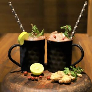 Staglife Black Moscow Mule Copper Mugs - 16 Oz [Set of 2] + 20 Oz [Set of 2]