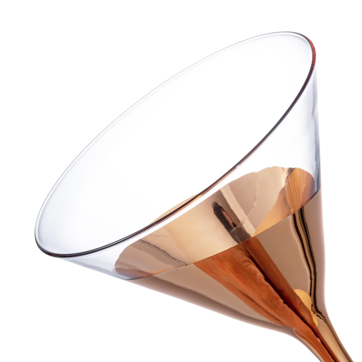 MyGift Copper Toned Accent Martini Glasses - Metallic Angled Cocktail 8-ounce Glass, Set of 2