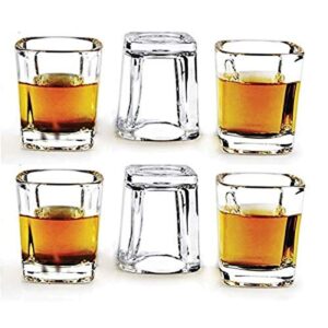 circleware swanky heavy base whiskey shot glasses, set of 6, party home entertainment dining beverage drinking glassware for brandy, liquor, bar decor, jello cups, 2.2 oz, clear