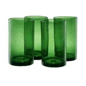 artland iris highball glasses, green, set of 4