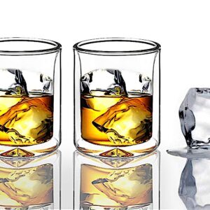 Sun's Tea (Set of 4) Strong Double Wall Glasses - 16oz Highball Beer Glasses and 9oz Old Fashioned Whiskey Glasses (Borosilicate Glass, Not Plastic)