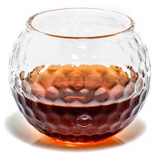 golf whiskey glasses – rocks glass for rum, scotch, wine glasses - bourbon gifts - 10oz cocktail, lowball, old fashioned glass (set of 2) dad golf gifts for men and women golfers who like whiskey