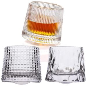 generic, whiskey glasses-premium 5 oz scotch glasses set of 3 old fashioned spherical bottom rotatable crystal cocktail glass bourbon glasses rum glasses bar whiskey glasses, clear