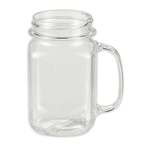 G.E.T. Shatterproof Plastic Mason Jars Style Drinking Glasses with Handles, 16 Ounce, 5" Tall, Clear (Set of 4)