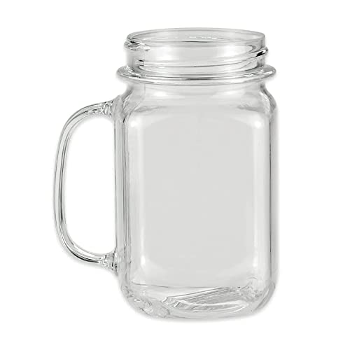 G.E.T. Shatterproof Plastic Mason Jars Style Drinking Glasses with Handles, 16 Ounce, 5" Tall, Clear (Set of 4)