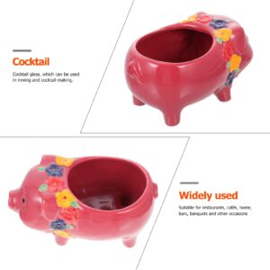 Healifty Wine Glasses Tiki Mugs Pig Ceramic Mug Cocktail Hawaiian Party Mugs Drinkware Exotic Cocktail Glasses for Bar, Punch, and Tropical Drinks 400ml Drinking Glasses