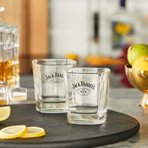 Jack Daniels Official - Jack Daniels Whiskey Glasses, Set of 2 Licensed Jack Daniel's Old No 7 Branded Glass Whiskey Tumbler 330 ml - 11oz Premium Whisky Glass Set - Jack Daniels Gifts for Men, Women