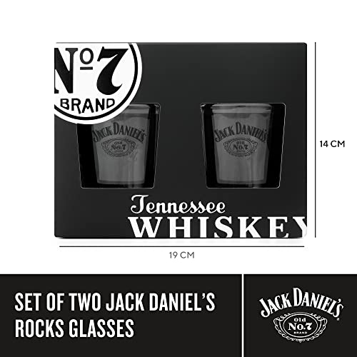 Jack Daniels Official - Jack Daniels Whiskey Glasses, Set of 2 Licensed Jack Daniel's Old No 7 Branded Glass Whiskey Tumbler 330 ml - 11oz Premium Whisky Glass Set - Jack Daniels Gifts for Men, Women