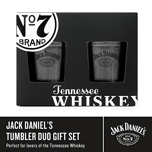 Jack Daniels Official - Jack Daniels Whiskey Glasses, Set of 2 Licensed Jack Daniel's Old No 7 Branded Glass Whiskey Tumbler 330 ml - 11oz Premium Whisky Glass Set - Jack Daniels Gifts for Men, Women