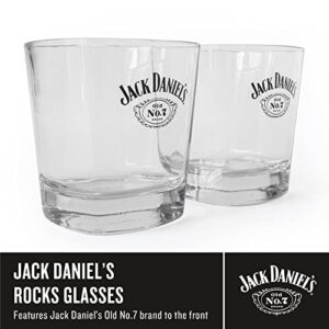 Jack Daniels Official - Jack Daniels Whiskey Glasses, Set of 2 Licensed Jack Daniel's Old No 7 Branded Glass Whiskey Tumbler 330 ml - 11oz Premium Whisky Glass Set - Jack Daniels Gifts for Men, Women