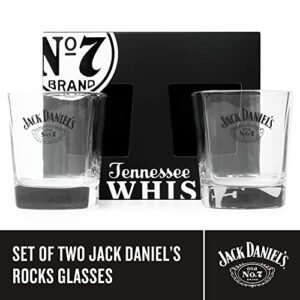 Jack Daniels Official - Jack Daniels Whiskey Glasses, Set of 2 Licensed Jack Daniel's Old No 7 Branded Glass Whiskey Tumbler 330 ml - 11oz Premium Whisky Glass Set - Jack Daniels Gifts for Men, Women