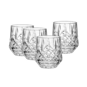 mikasa wesley double old fashioned whiskey glasses, set of 4, 11 ounce, clear