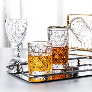 Yesland 6 Pack Vintage Drinking Glasses, 10 oz Clear Hobnail Glasses Tumbler - Embossed Water Glassware Set for Juice, Beverages, Beer, Cocktail, Whisky, Dinner Parties, Bars, Restaurants