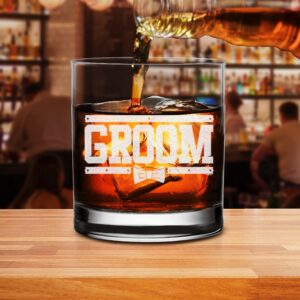 NeeNoNex Groom Bow Tie Whiskey Glass - Wedding Bachelor Party Gift for Groom