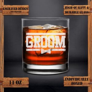 NeeNoNex Groom Bow Tie Whiskey Glass - Wedding Bachelor Party Gift for Groom