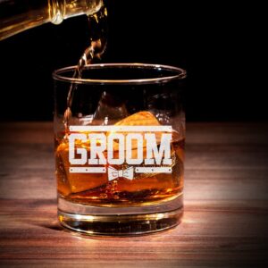 NeeNoNex Groom Bow Tie Whiskey Glass - Wedding Bachelor Party Gift for Groom