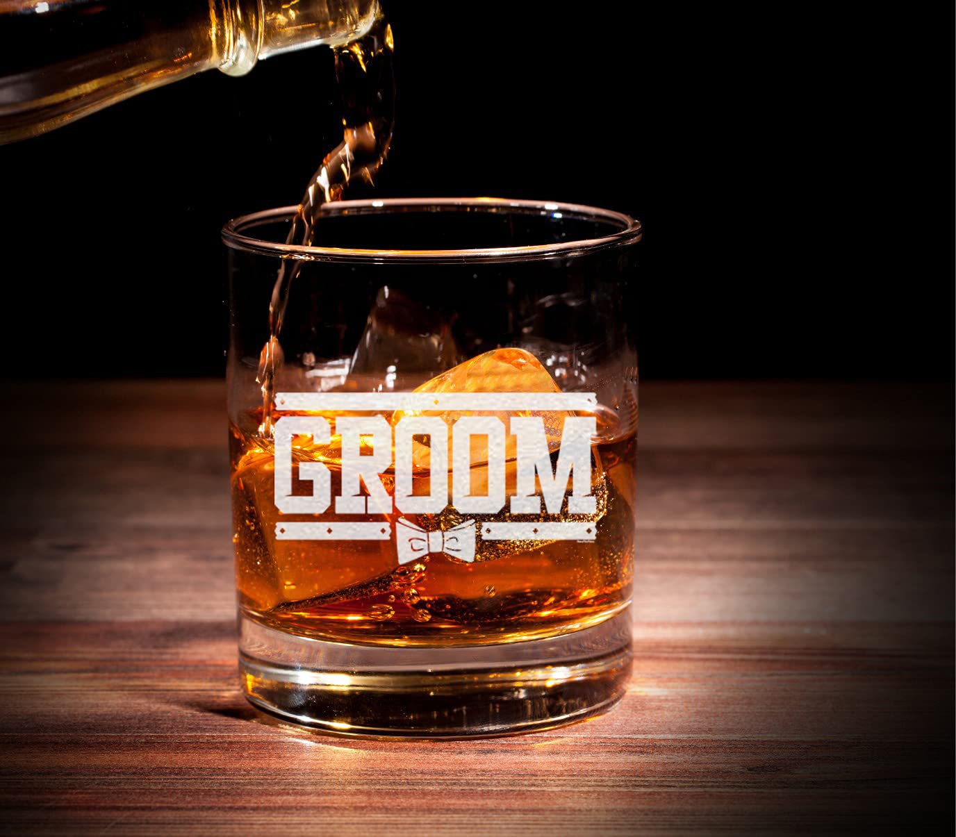 NeeNoNex Groom Bow Tie Whiskey Glass - Wedding Bachelor Party Gift for Groom