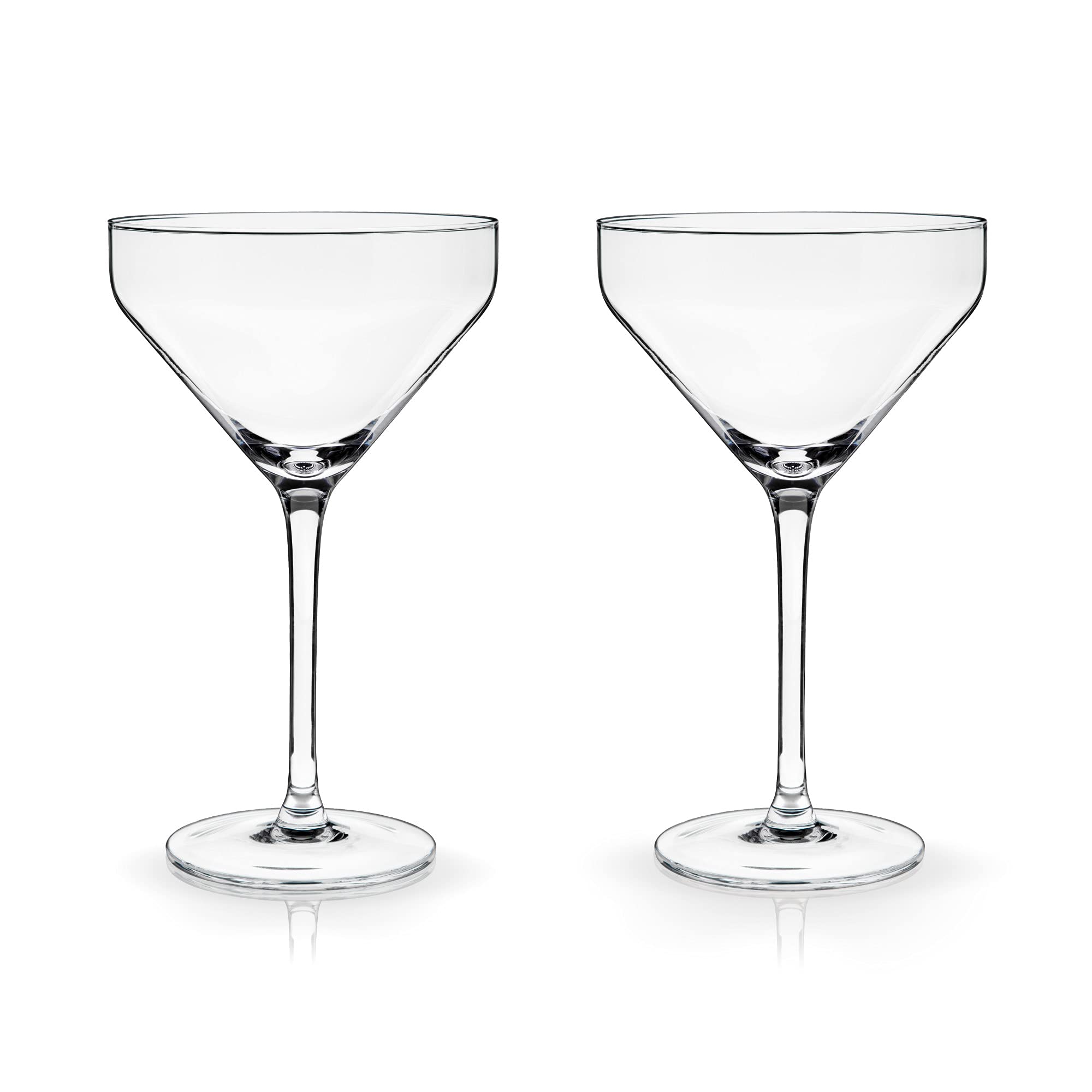 Viski Angled Martini Glasses, Preium Crystal Cocktail Coupe Glasses, Home and Bar Drinkware, Stemmed Cocktail Glasses, Perfect Cocktail Glass Gift Set of 2, 9oz