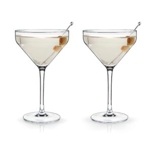 Viski Angled Martini Glasses, Preium Crystal Cocktail Coupe Glasses, Home and Bar Drinkware, Stemmed Cocktail Glasses, Perfect Cocktail Glass Gift Set of 2, 9oz