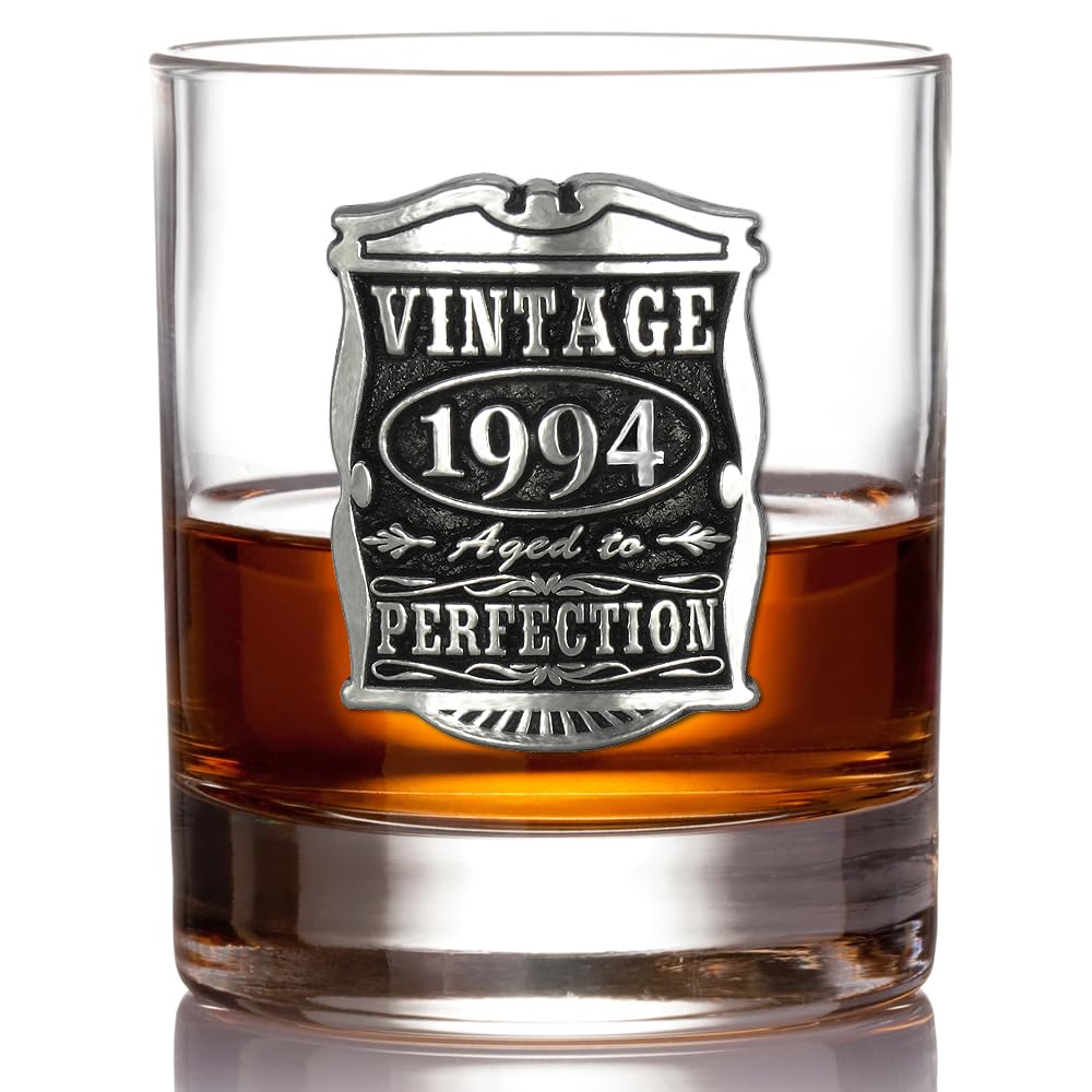 English Pewter Company Vintage Years 1994 30th Birthday or Anniversary Old Fashioned Whisky Rocks Glass Tumbler - Unique Gift Idea For Men [VIN130]