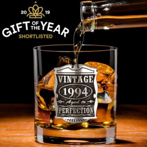 English Pewter Company Vintage Years 1994 30th Birthday or Anniversary Old Fashioned Whisky Rocks Glass Tumbler - Unique Gift Idea For Men [VIN130]