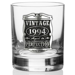 English Pewter Company Vintage Years 1994 30th Birthday or Anniversary Old Fashioned Whisky Rocks Glass Tumbler - Unique Gift Idea For Men [VIN130]