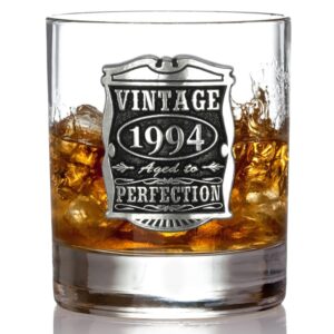 English Pewter Company Vintage Years 1994 30th Birthday or Anniversary Old Fashioned Whisky Rocks Glass Tumbler - Unique Gift Idea For Men [VIN130]