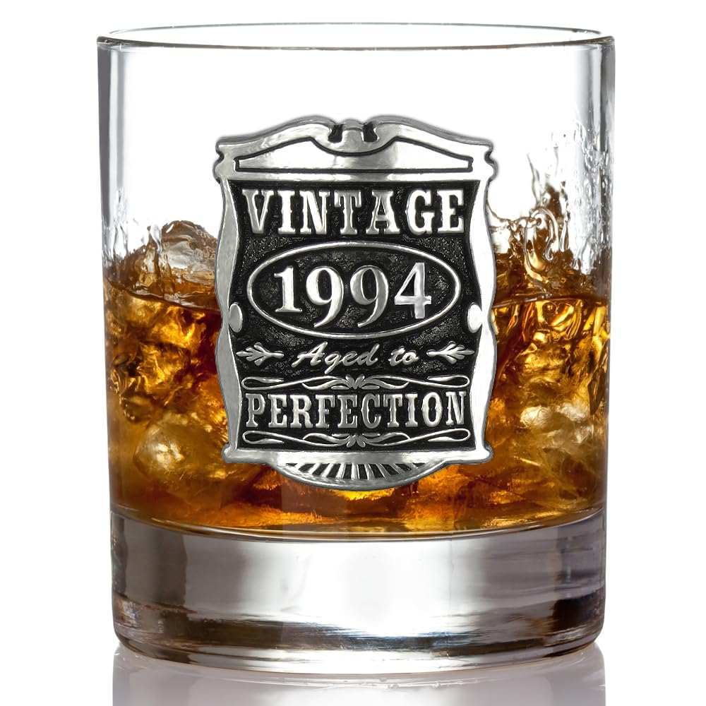 English Pewter Company Vintage Years 1994 30th Birthday or Anniversary Old Fashioned Whisky Rocks Glass Tumbler - Unique Gift Idea For Men [VIN130]