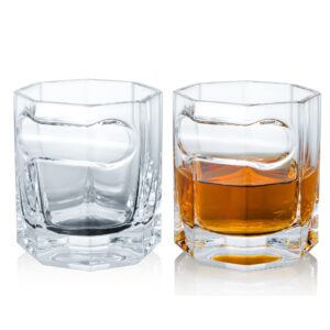 YouYah Cigar Whiskey Glasses with Cigar Holder-Set of 2, Cigar Accessories, Crystal Whisky Glass Set with Indented Cigar Rest for Brandy, Cocktail, Gifts for Men(8.5oz)