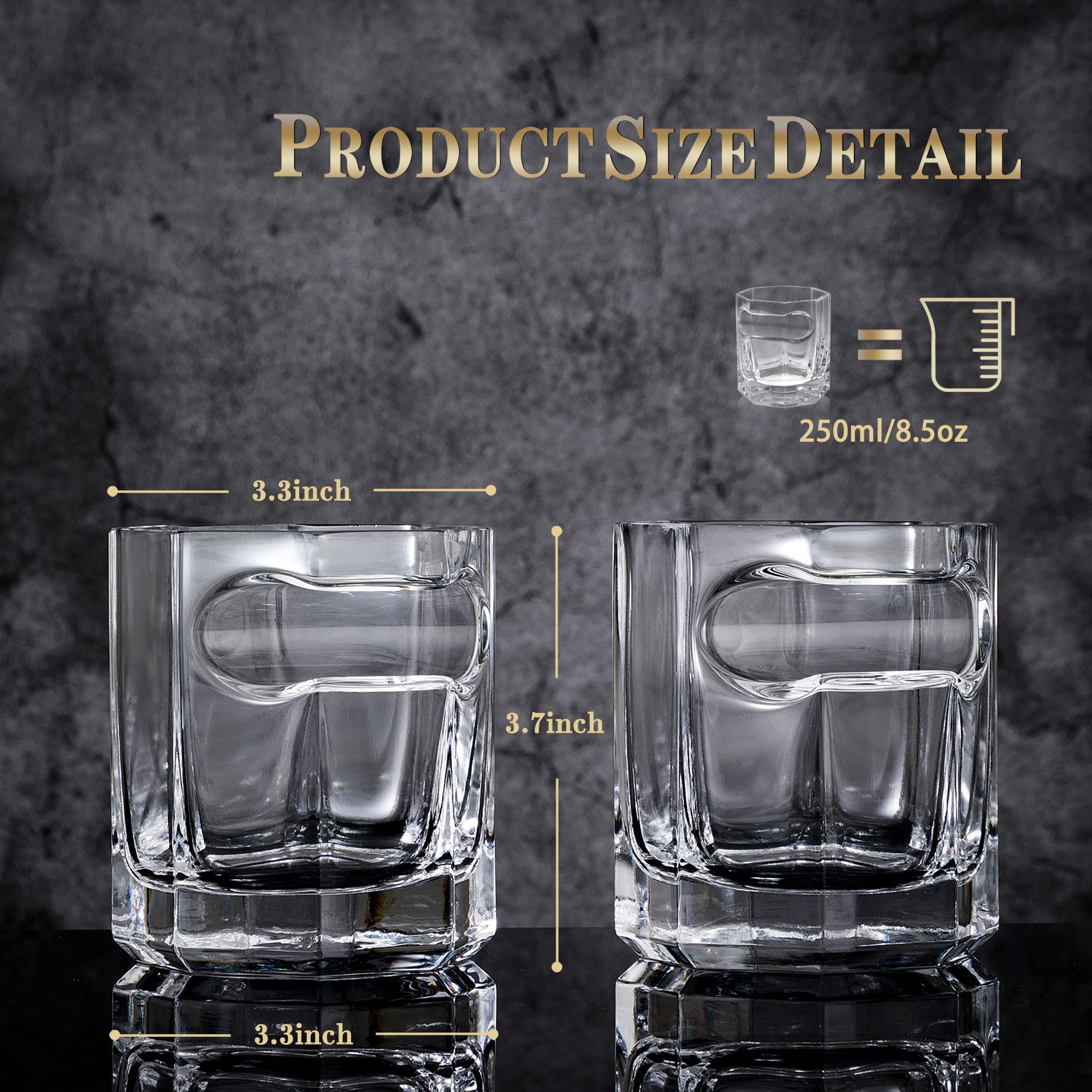 YouYah Cigar Whiskey Glasses with Cigar Holder-Set of 2, Cigar Accessories, Crystal Whisky Glass Set with Indented Cigar Rest for Brandy, Cocktail, Gifts for Men(8.5oz)