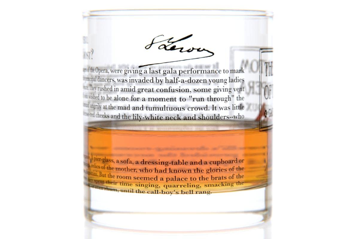 Well Told Classic Literature Rocks Glass - The Phantom of the Opera by Gaston Leroux - Old Fashioned Whiskey Glass Gift for Book Lovers (11 oz)