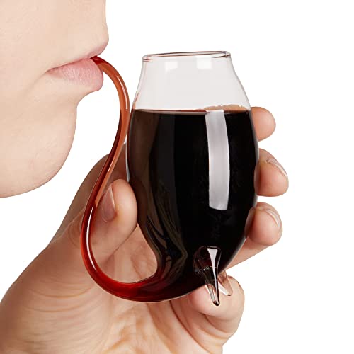 True Douro Port Sippers with Glass Straw, Stemless Wine Glass, Wine Accessories, Unique Glassware, 3oz, Set of 4