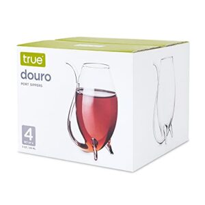 True Douro Port Sippers with Glass Straw, Stemless Wine Glass, Wine Accessories, Unique Glassware, 3oz, Set of 4