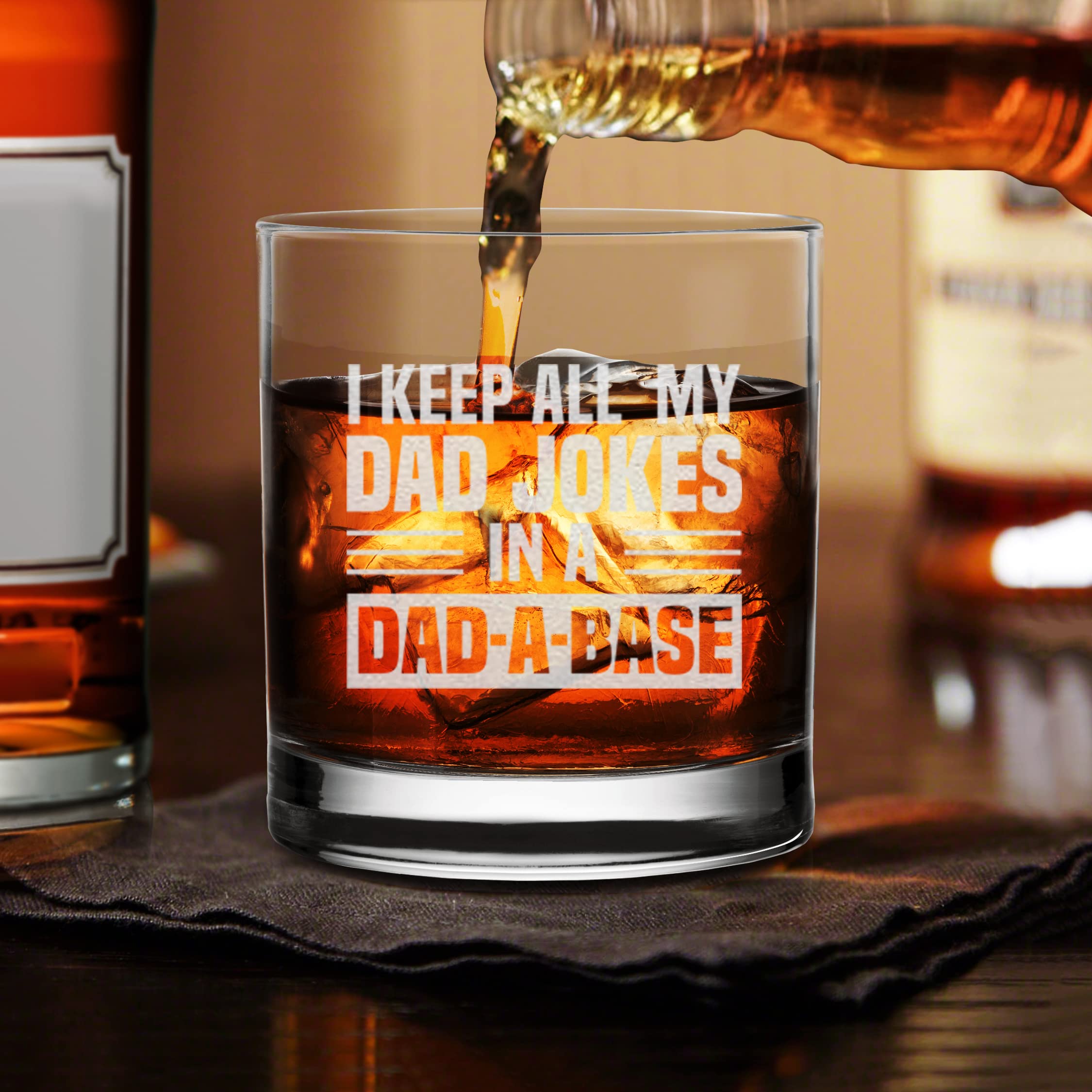 NeeNoNex I Keep All My Dad Jokes in a Dad-A-Base Funny Dad Joke Design Whiskey Glass Gift for Dads, Stepdads and Husbands