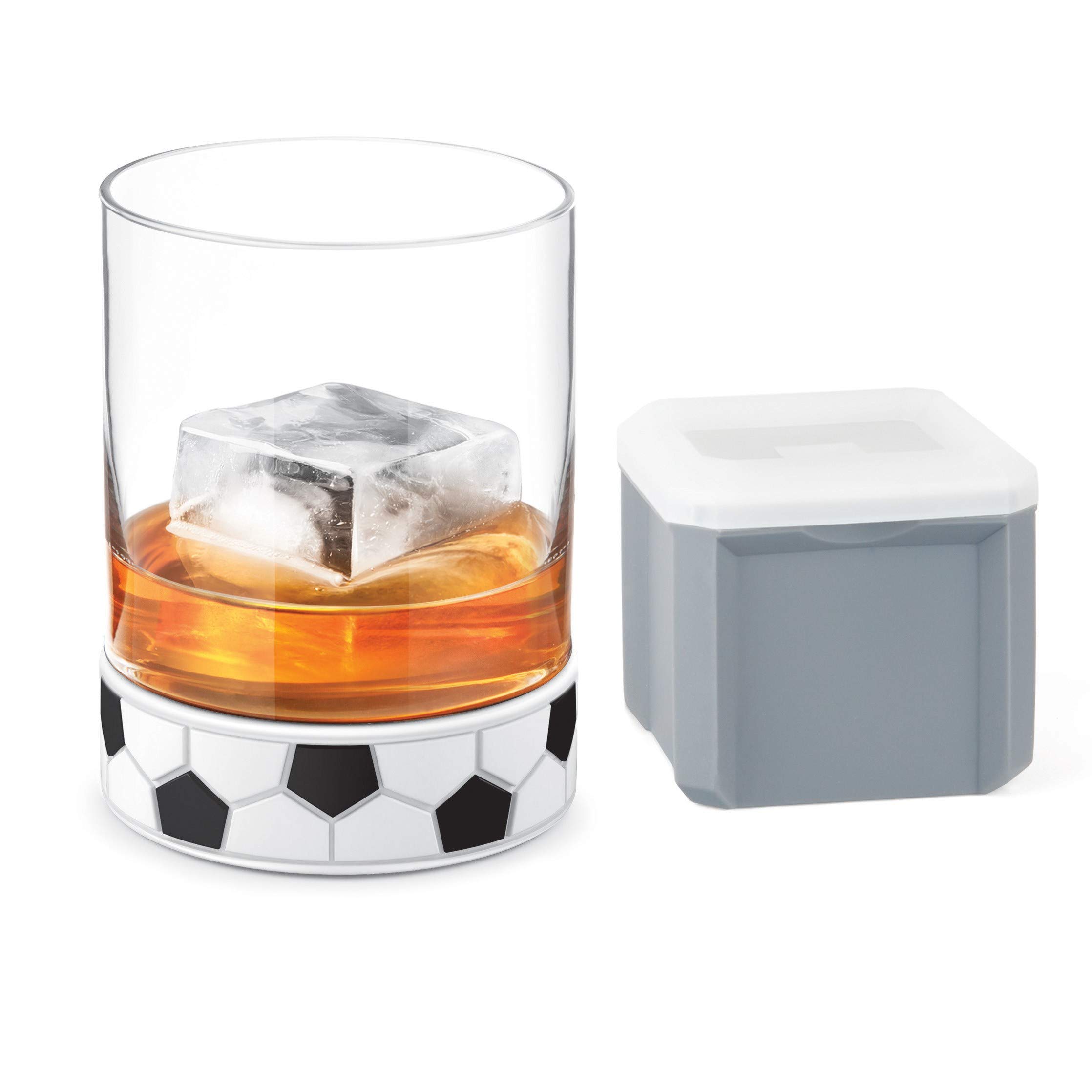 Final Touch Kick-Off Whiskey and Cocktail Soccer/Football Tumbler Sports Glasses with Square Ice Mould - 12oz (350ml) (FTA6675)