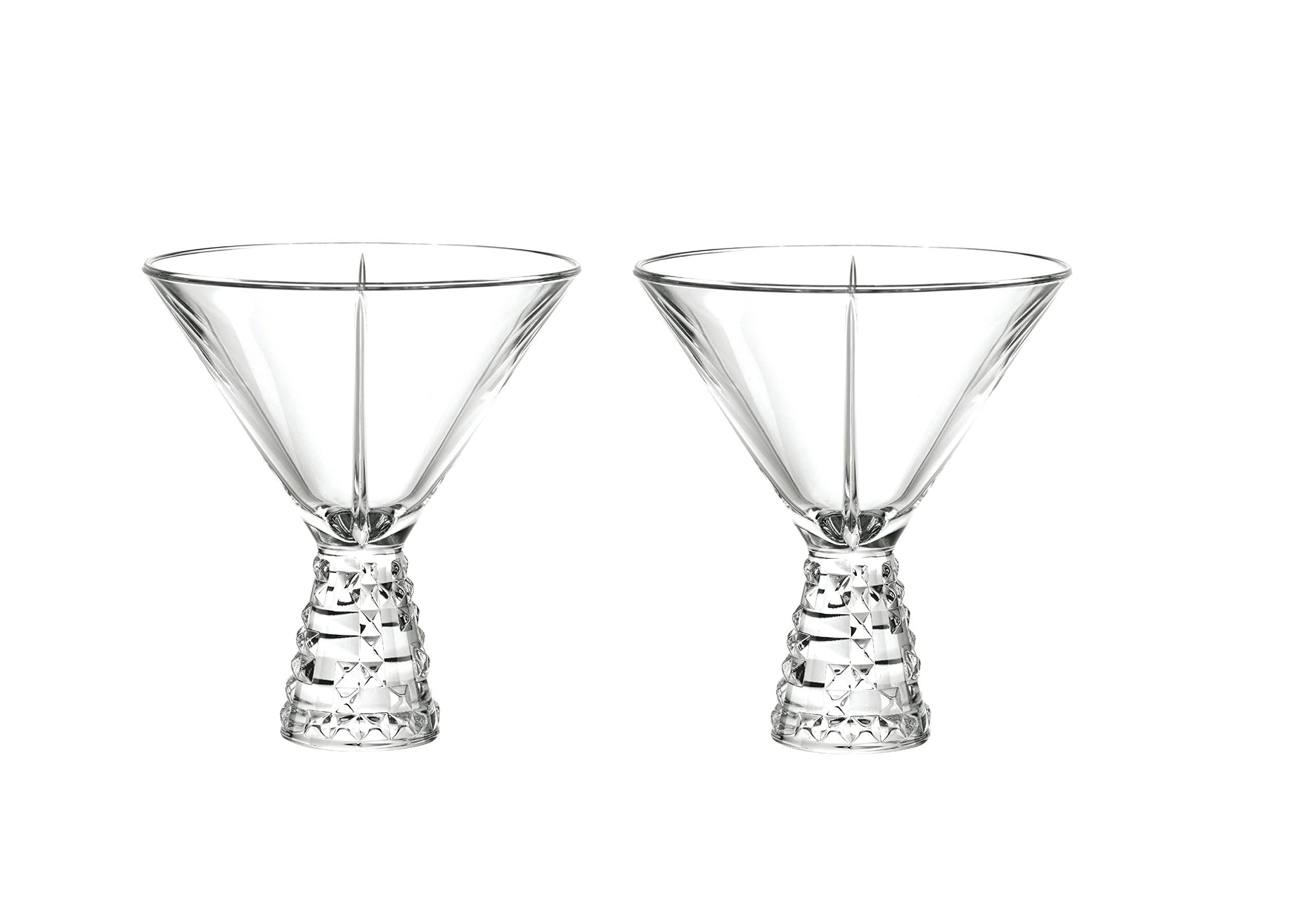 Nachtmann Punk Collection Cocktail Coupe Glasses, Set of 2, Studded Textured Crystal Glass Stem, Perfect for Drinking Champagne, Sweet Wine, Martini, and Cosmopolitan